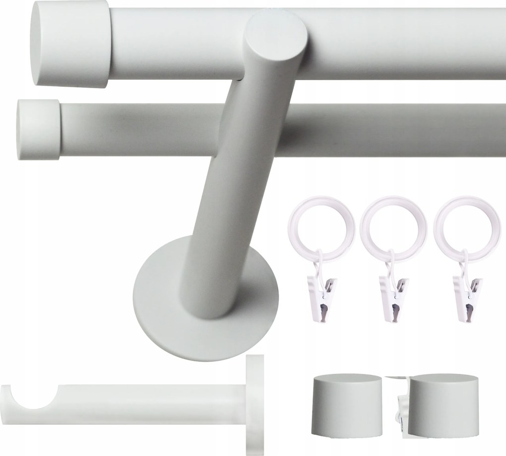 Garnýž Dvojitá 360 CM 19 MM Tiché Žabky Garnýž Černá Matná Bílá