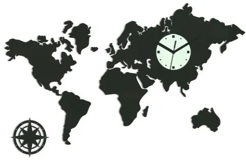 3D nalepovací hodiny Continents wenge