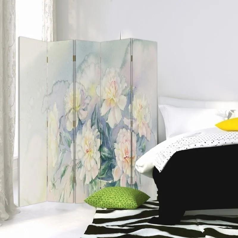 Ozdobný paraván Kytice Květiny Pastel - 180x170 cm, pětidílný, obustranný paraván 360°