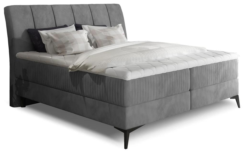 Kontinentální postel 180 cm Alberto (tmavě šedá) (s matracemi). 1027392