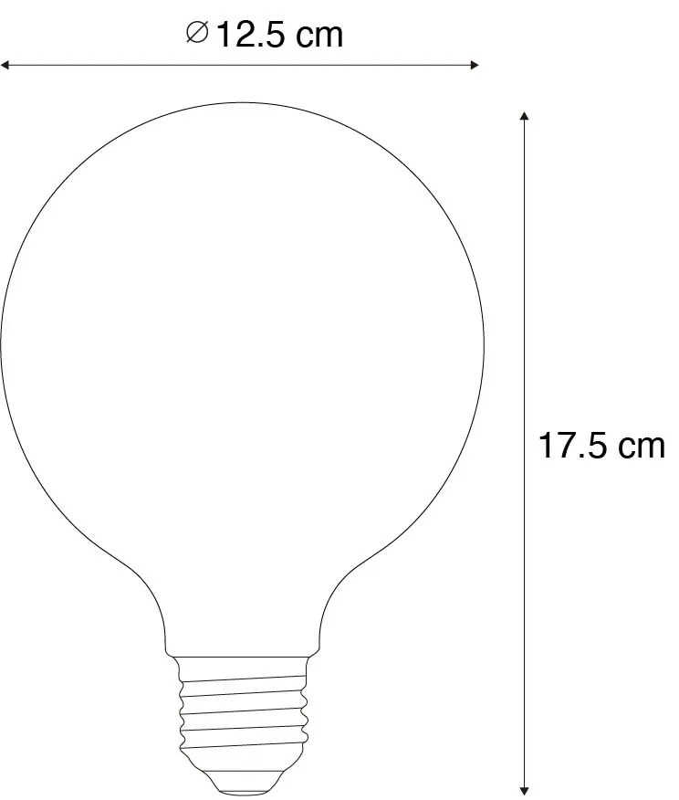 Sada 5 stmívatelných LED žárovek E27 opálových G125 5W 450 lm 2700K