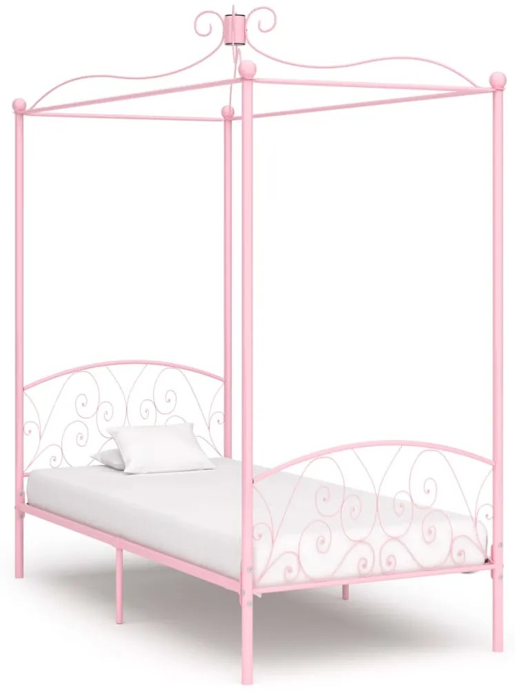 Rám postele s nebesy růžový kovový 90 x 200 cm 284486