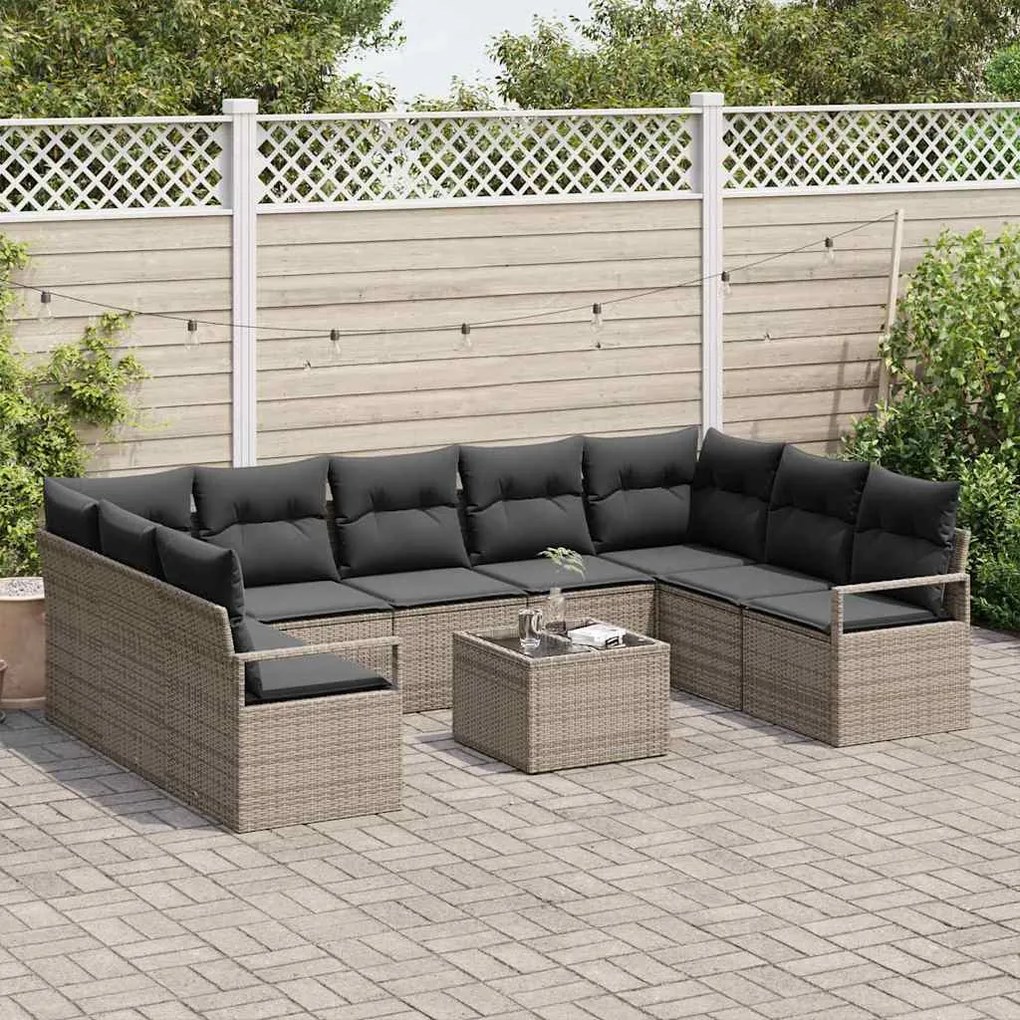 Set pohovek 10 ks Šedá polyratan 3346549