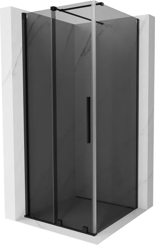 Mexen Velar, sprchový kout s posuvnými dveřmi 90 x 90 cm, 8mm šedé sklo, černá matná, 871-090-090-41-70