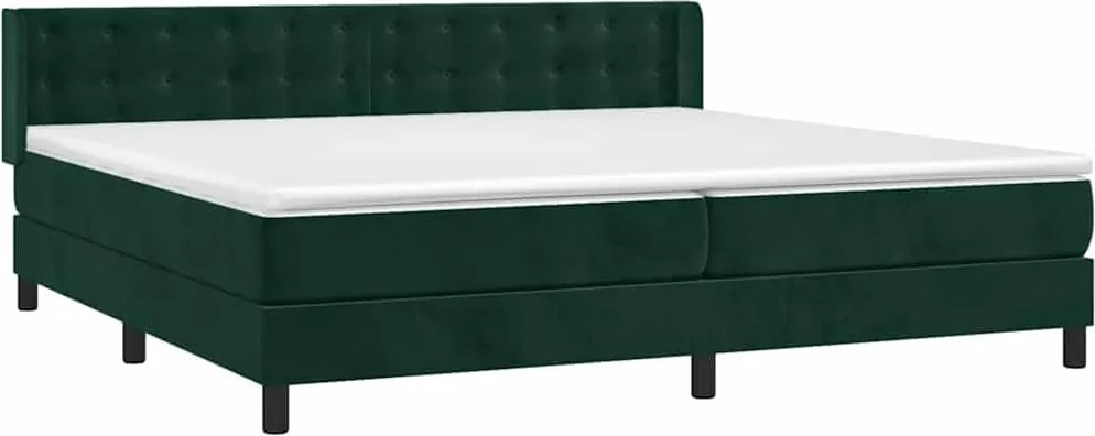 Box spring postel s matrací tmavě zelená 200x200 cm samet 3131222
