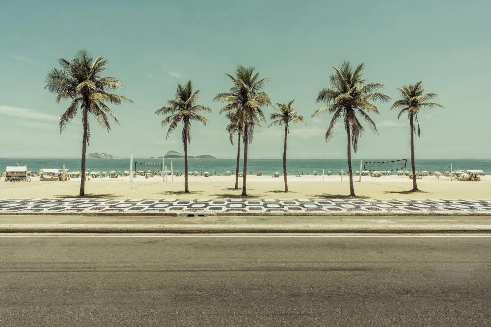 Vícedílný obraz Palmy Na Pláži Ipanema V Rio De Janeiru Nedostatek Nedostatek Přírodní plátno 180x120