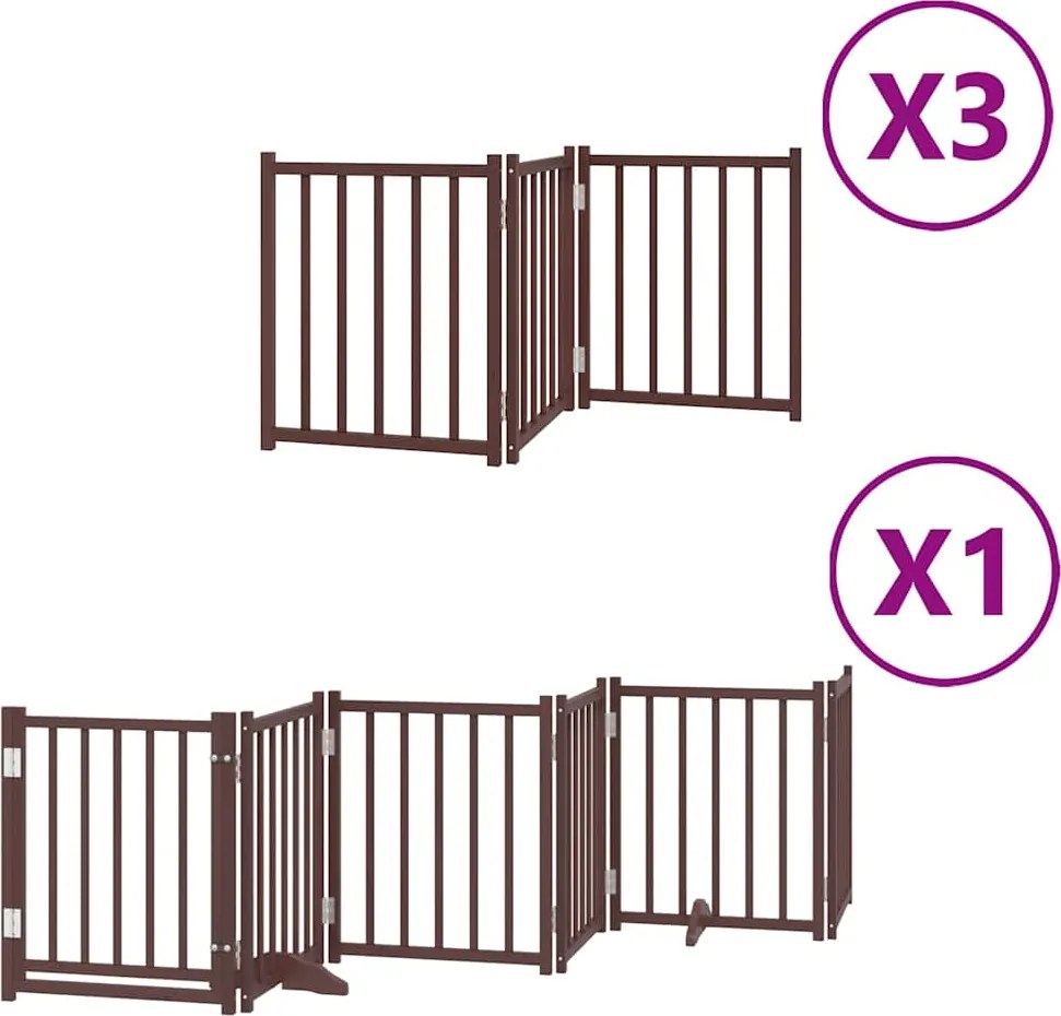 Zábrana pro psy s dvířky skládací 15 panelů hnědá 750 cm topol 3155717