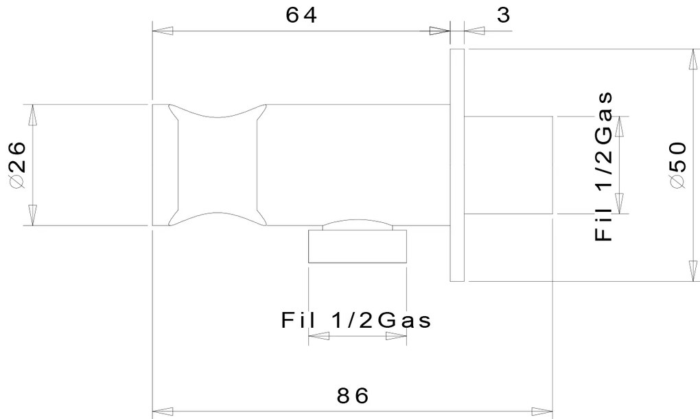 Sapho, Držák sprchy kulatý, pevný, s vyústěním, černá matná, SG203NE