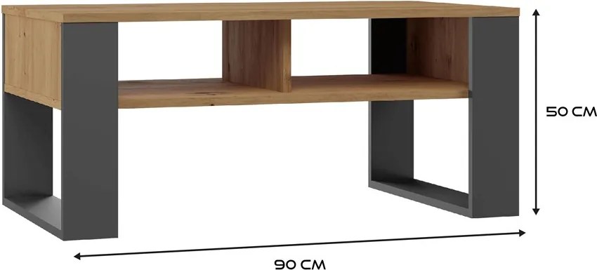 TPS Konferenční stolek 2P Dub Artisan/Antracit, 90 cm