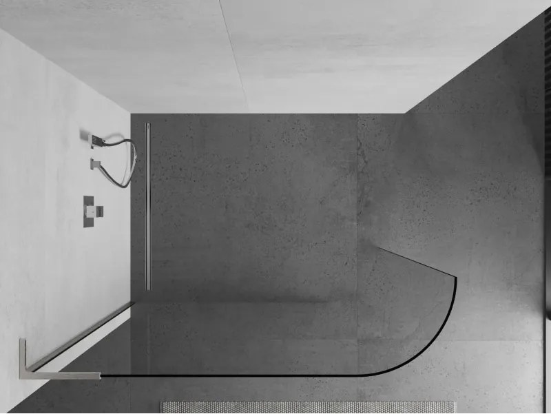 Mexen Kioto L, sprchová zástěna Walk-In 80 x 200 cm, 8mm čiré sklo, broušená ocel profil, 800-080-103-97-06