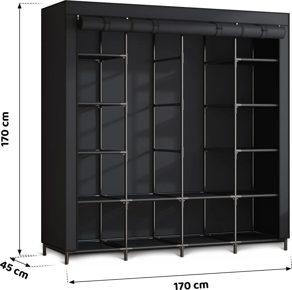 Velká textilní skříň Massido MS-804 černá