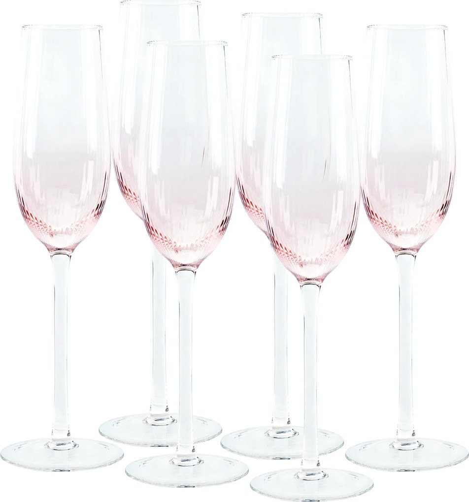 Sklenice na šampaňské, set 6 ks, 280 ml, růžová, CELESTE TYP 1