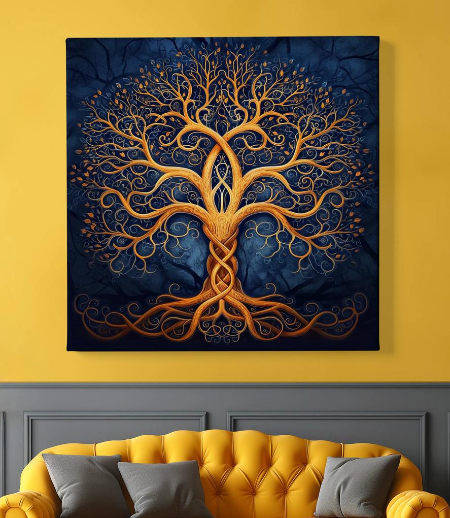 Obraz na plátně - Strom života Zlatá moudrost FeelHappy.cz Velikost obrazu: 80 x 80 cm