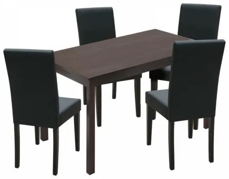 Jídelní set pro 4 osoby židle 4 + stůl 118x75 tmavěhnědý černý 4423