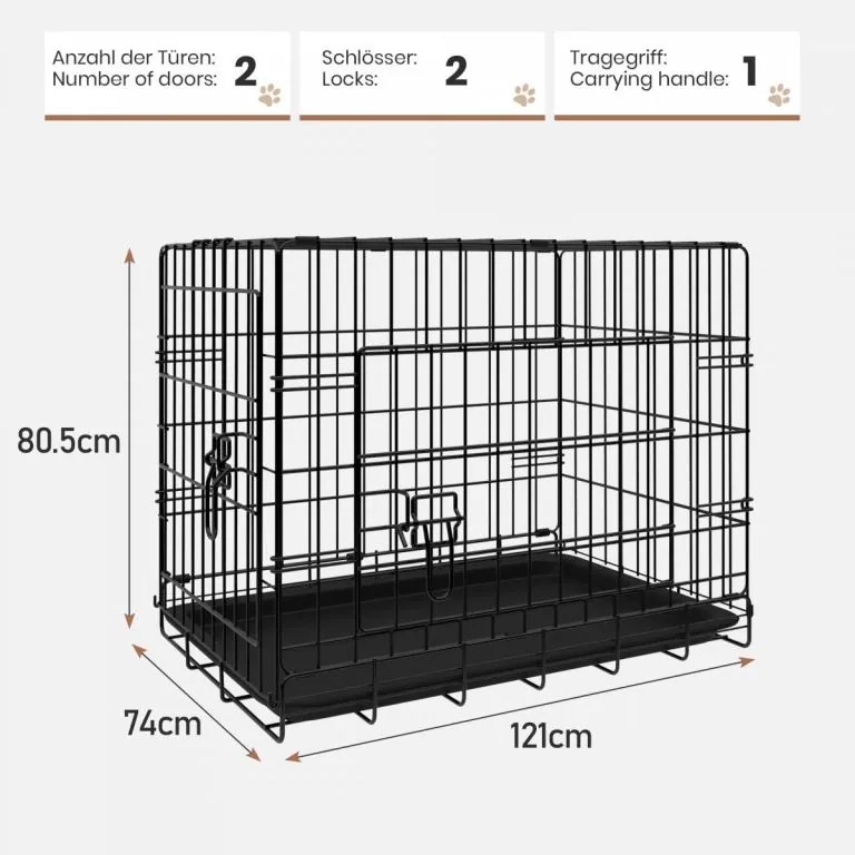 Leopet Klec pro psy skládací 121 x 74 x 80,5 cm, XXL, černá