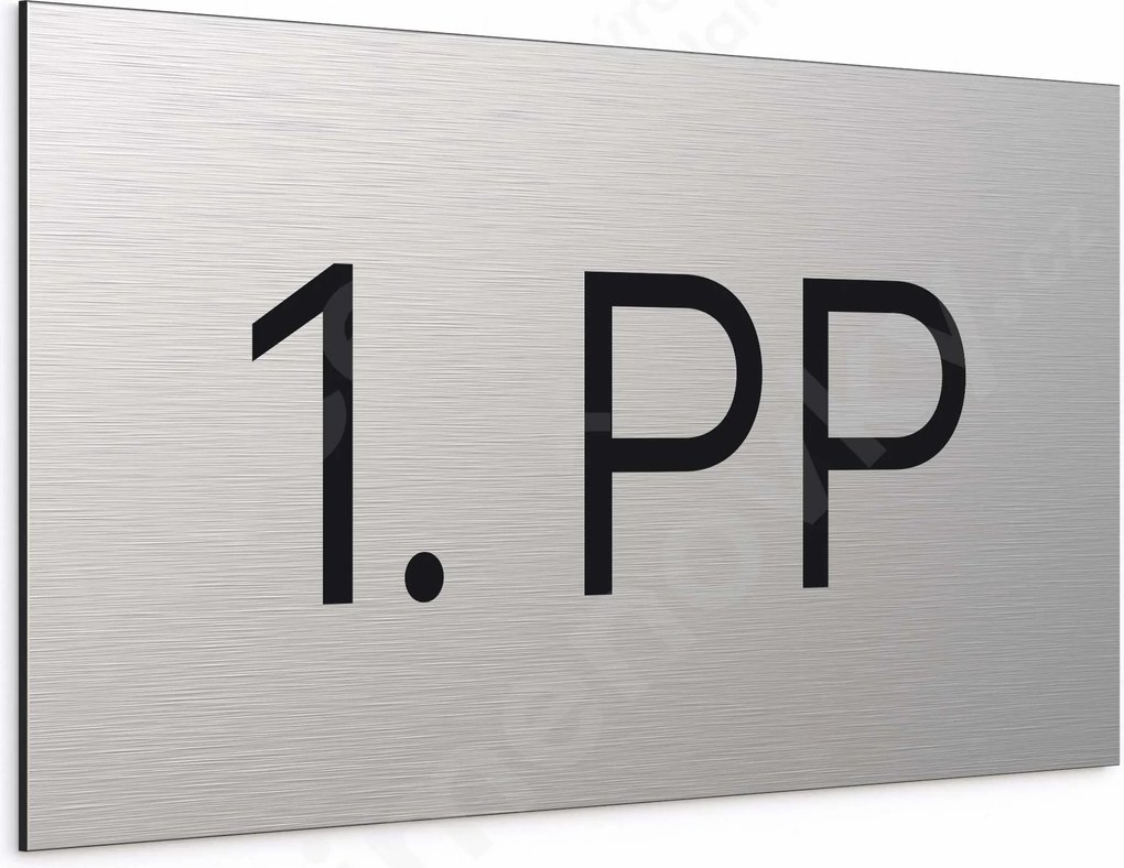 ACCEPT Označení podlaží "1. PP" - stříbrná tabulka - černý popis