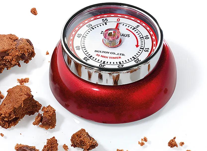 Zassenhaus SPEED Retro magnetická kuchyňská minutka metalicky červená