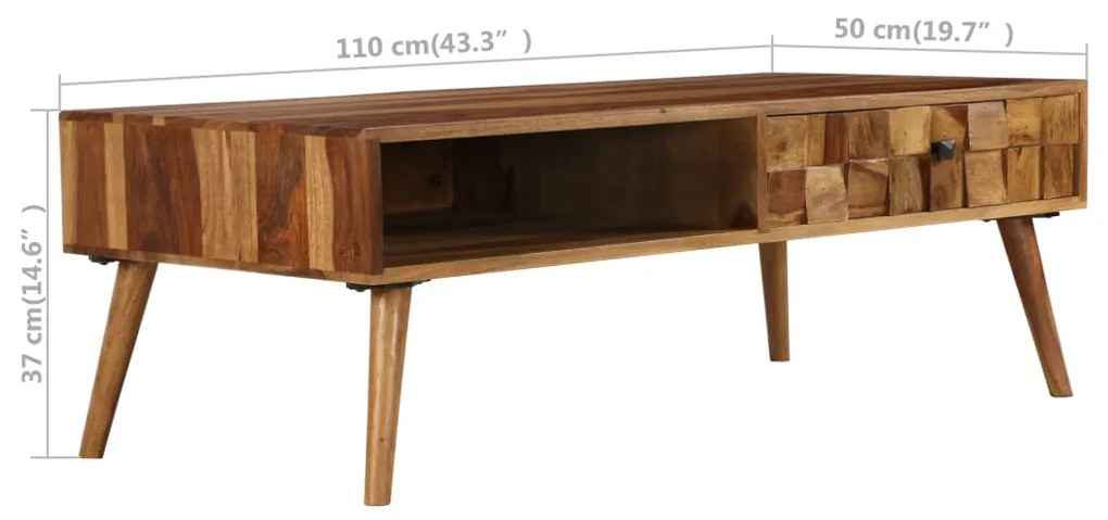 Konferenční stolek z masivního sheeshamu 110x50x37 cm medový - Default Title