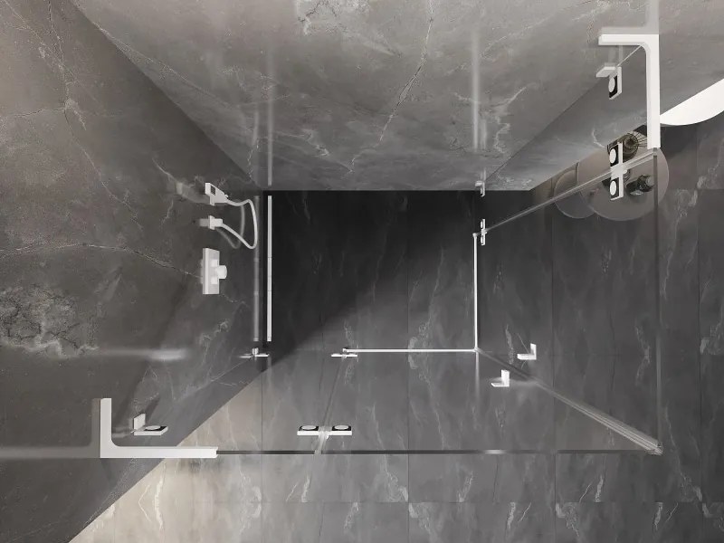 Mexen Lunar, L Duo výklopný sprchový kout 100 x 80 cm, 8mm čiré sklo, bílý profil, 834L-100L-080P-20-00