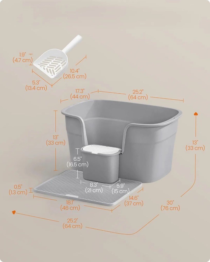 Kočičí toaleta Sofis 64 cm šedá
