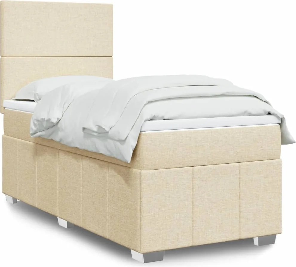 Box spring postel s matrací krémová 100 x 200 cm textil 3291577