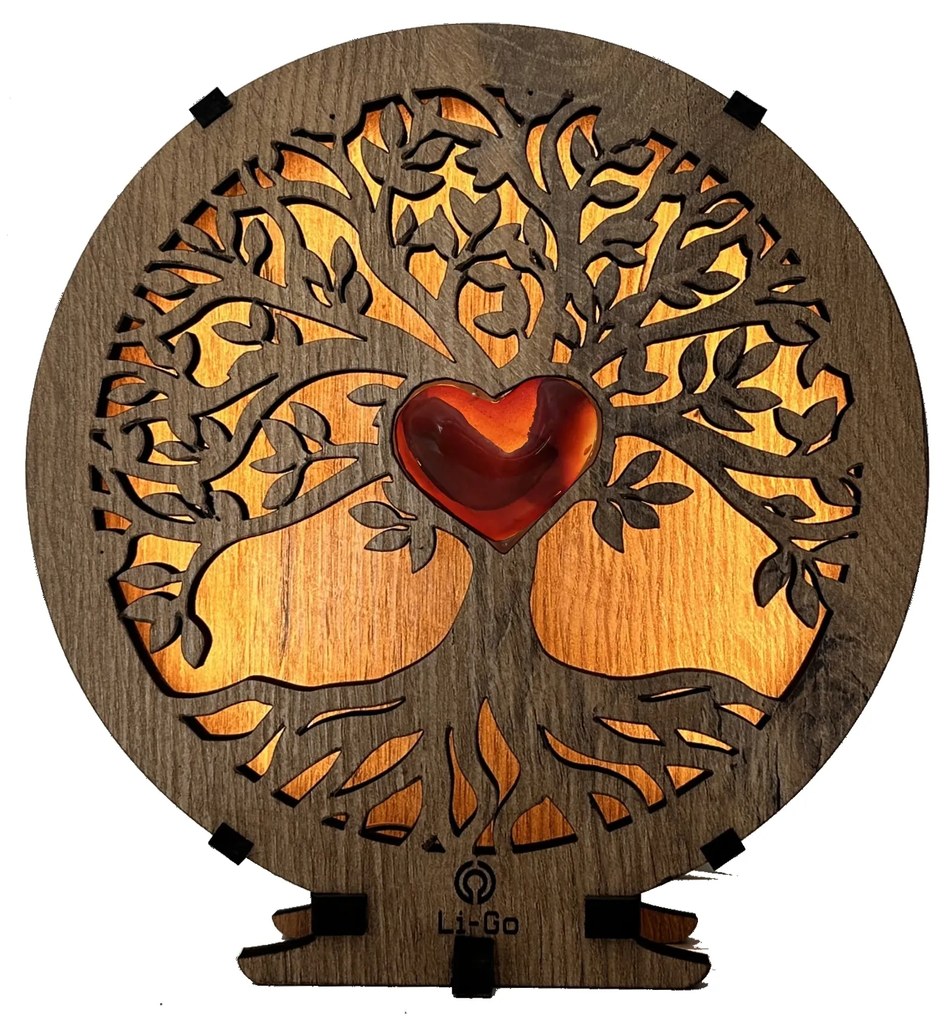 Li-Go "Strom života s achátovým srdcem" lampa 20x22 cm provedení povrchu: dub