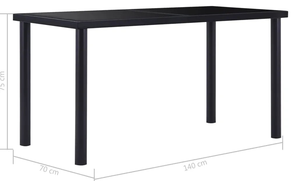 vidaXL Marketos Jídelní stůl černý 140 x 70 x 75 cm tvrzené sklo