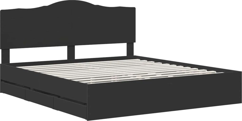 Rám postele se zásuvkou Černý 200 x 200 cm Inženýrské dřevo 3413381