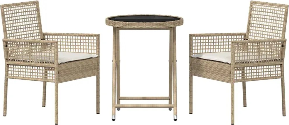 Zahradní bistro set 3 ks Béžová polyratan 3334966
