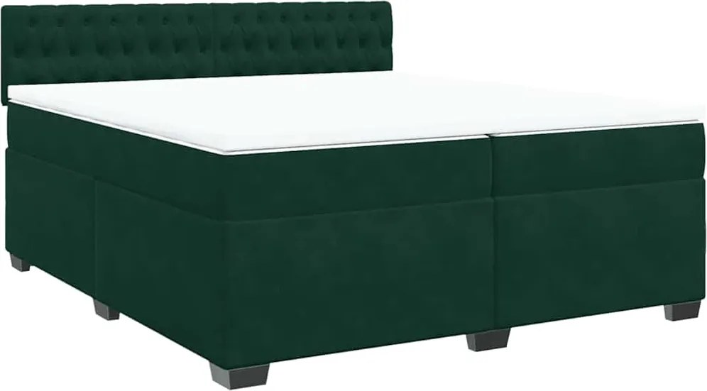 Box spring postel s matrací tmavě zelená 200x200 cm samet 3286411
