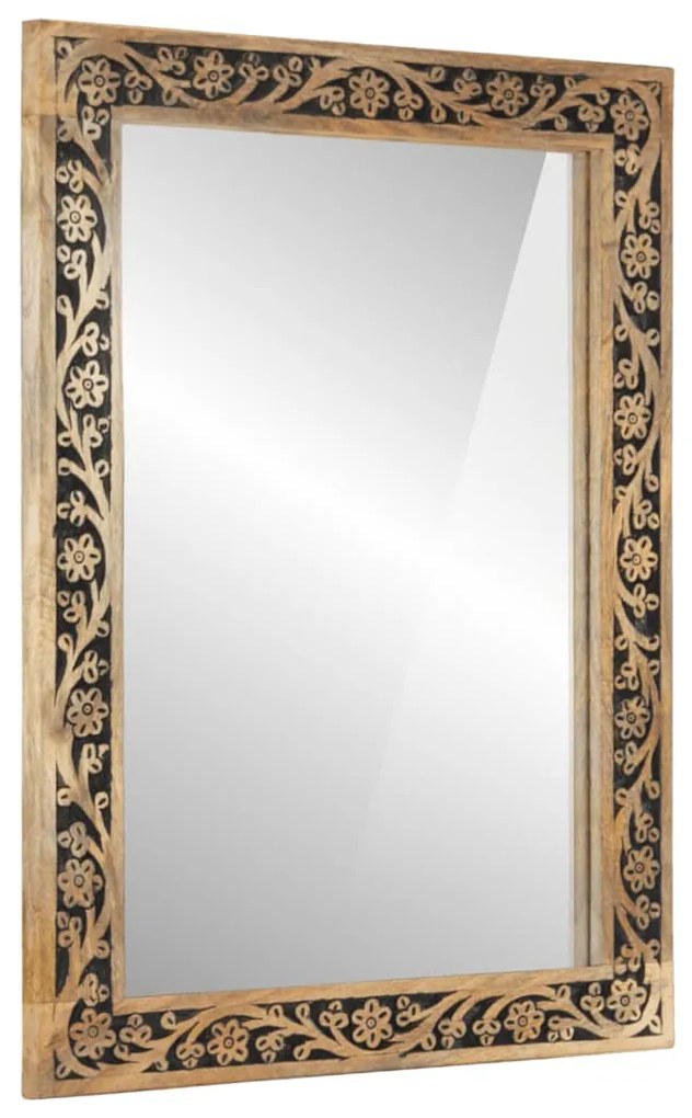 Koupelnové zrcadlo 50 x 70 x 2,5 cm masivní mangovník a sklo - Default Title