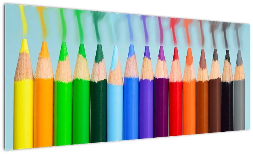 Obraz barevných pastelek (100x40cm)