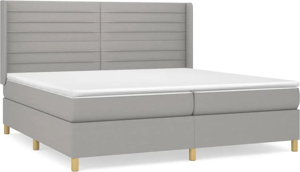 Box spring postel s matrací světle šedá 200 x 200 cm textil 3132097