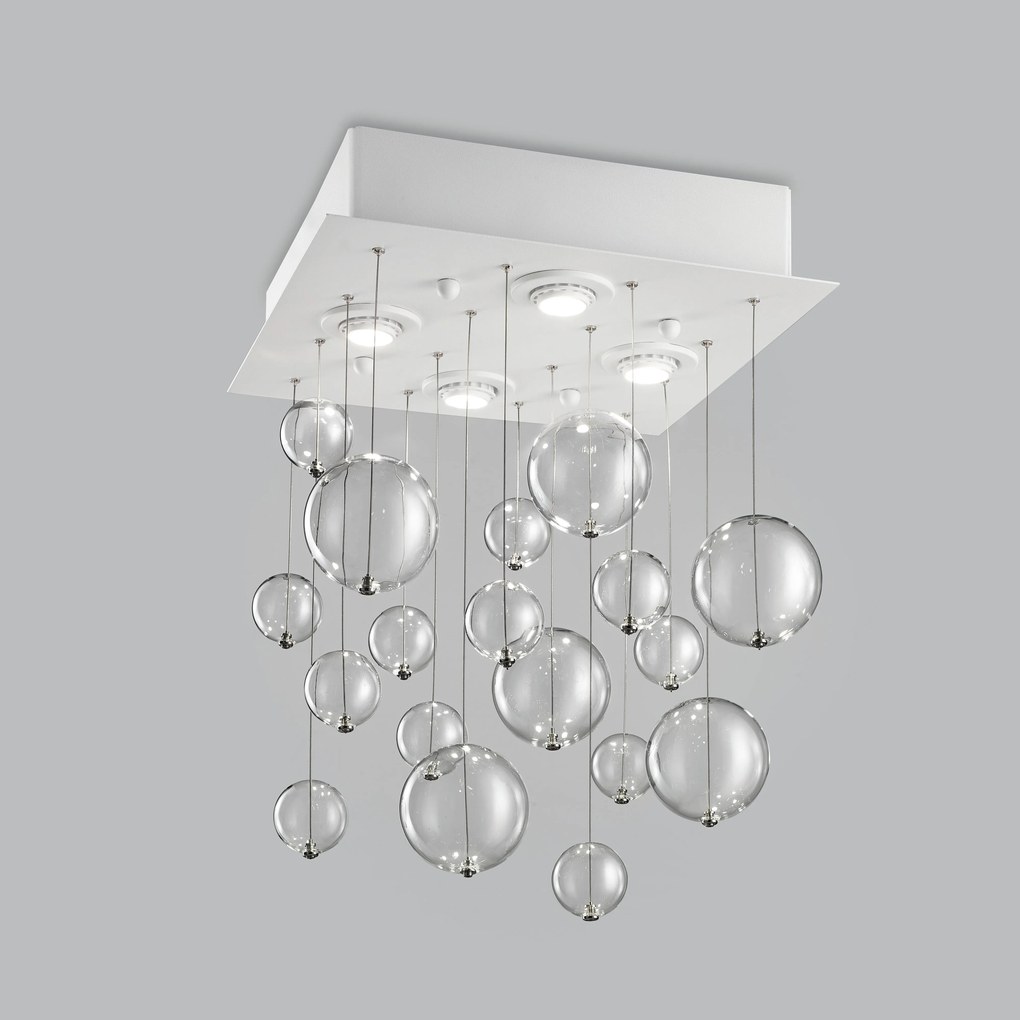 Metal Lux 254.340.01 Bolero, luxusní závěsné svítidlo, 18 kuliček čirého skla, 4x10W GU10, 40x40cm, délka závěsu: 70cm