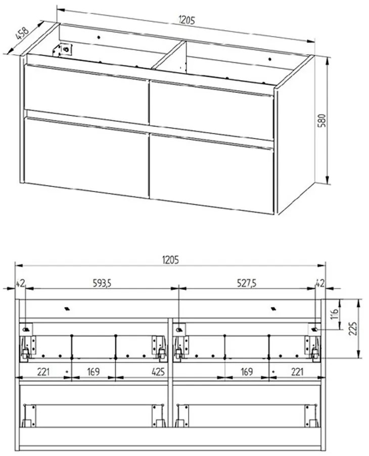 Mereo Opto koupelnová skříňka s keramickým umyvadlem 121 cm dub CN923