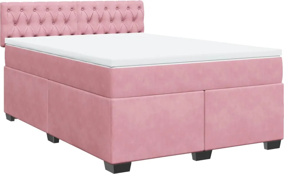 Box spring postel s matrací růžová 140x200 cm samet 3288641