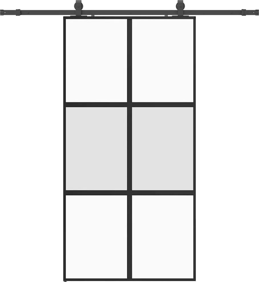 Posuvné dveře se sadou kování černé 102,5x205 cm Tvrzené sklo 3375885
