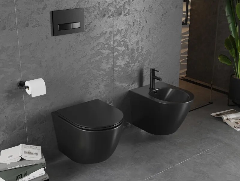 Mexen Lena Rimless závěsné WC se sedátkem s pomalým zavíráním, černá matná - 30221085