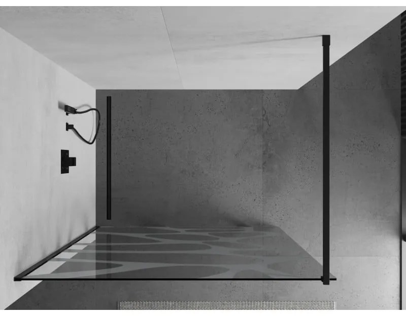Mexen Kioto sprchová zástěna 80x200 cm 8 mm, černé, bílé provedení, 800-080-101-70-97