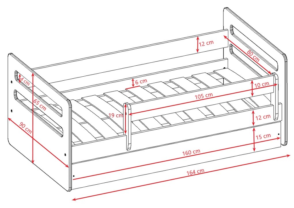 BabyBeds Dětská postel TOMI s úložným prostorem Barva postele: Modrá