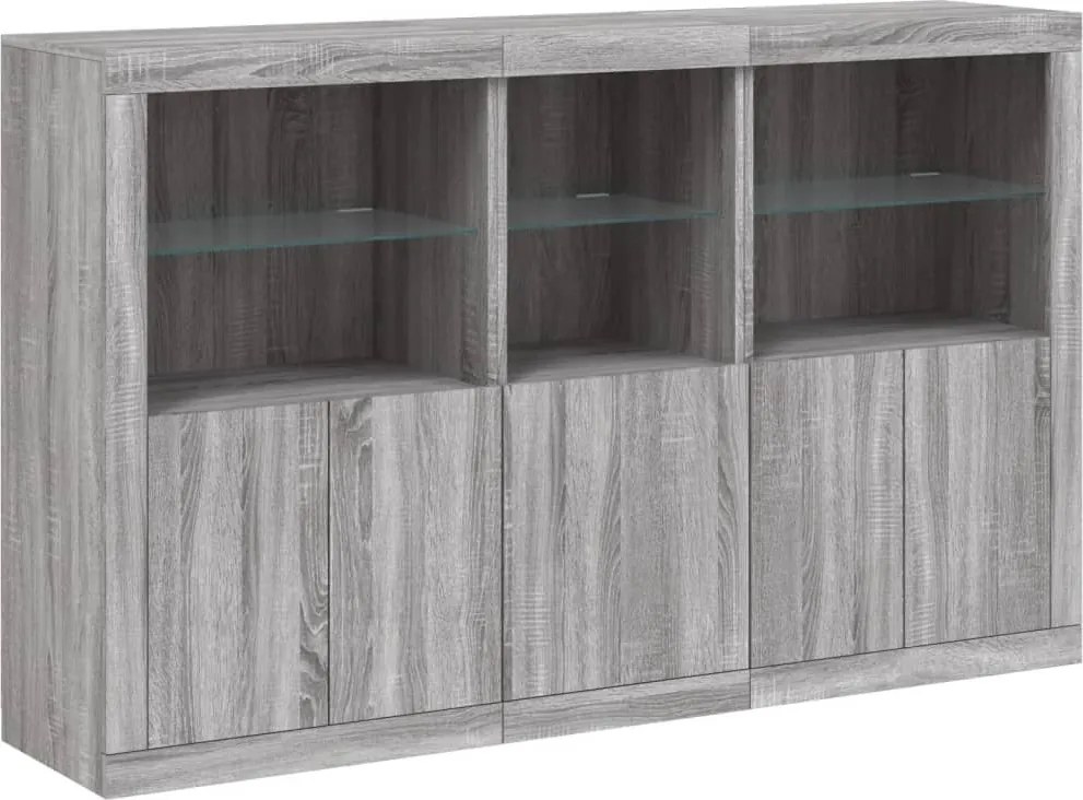 Příborník s LED osvětlením šedý sonoma 162 x 37 x 100 cm 3209147