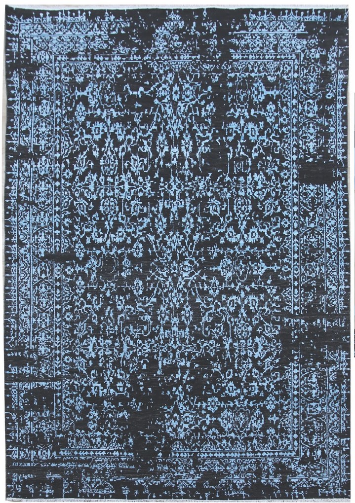 Diamond Carpets India, Ručně vázaný kusový koberec Diamond DC-JK 1 Denim blue/aqua, 365x457, modrá, chodba / předsíň