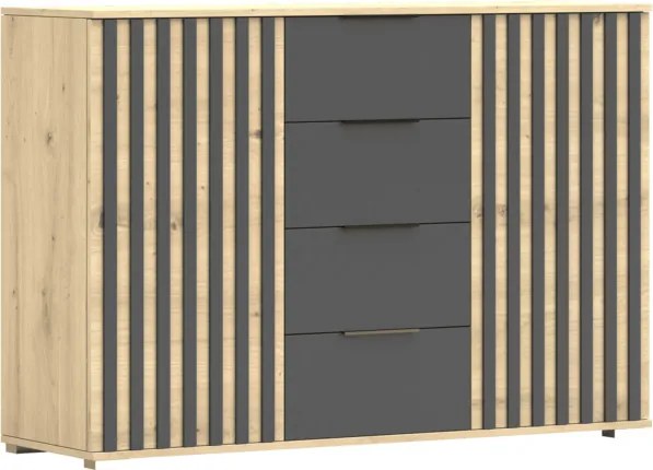 IDZ Komoda WERONA 2D4S 26, 135 cm Dub Artisan/Černá