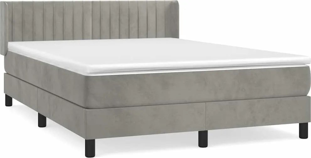 Box spring postel s matrací světle šedá 140x200 cm samet 3131081
