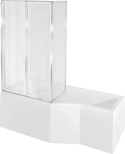 Besco Akrylátová atypická vana s vanovou zástěnou INTEGRA VK 3 150x75 (170x75) Barva: Bílá, Rozměry (cm): 150x75, Orientace: Pravá