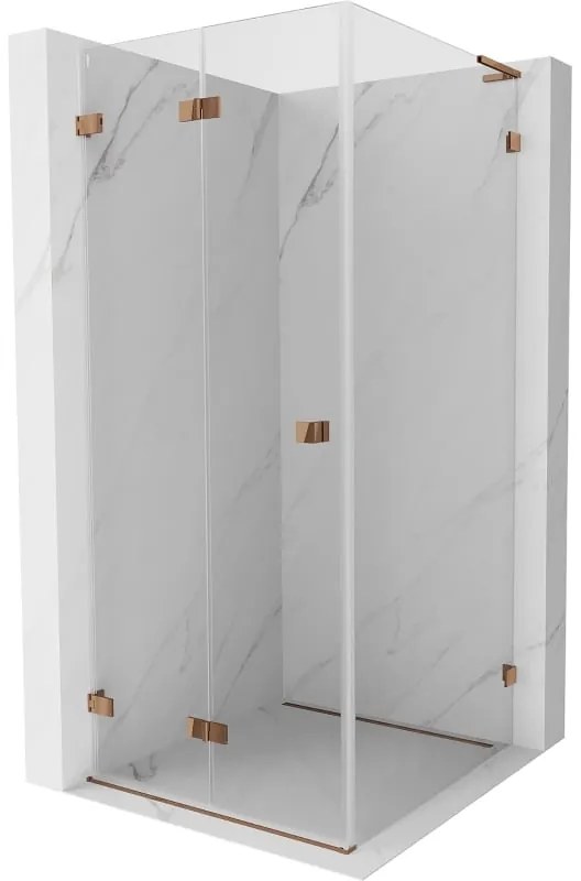 Mexen Lunar-F L, skládací sprchový kout levý 80 x 80 cm, 8mm čiré sklo, profil růžové zlato, 836L-080-080-60-00-L