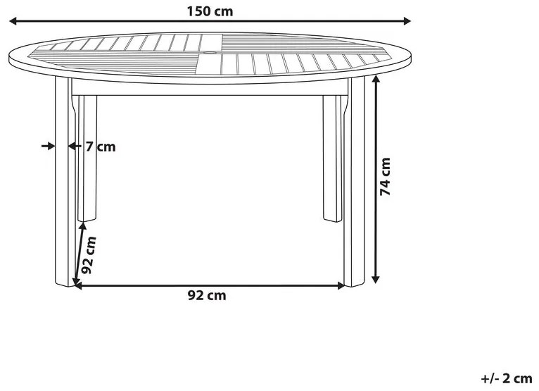 Akátový zahradní stůl světlé dřevo ⌀ 150 cm TOLVE Beliani