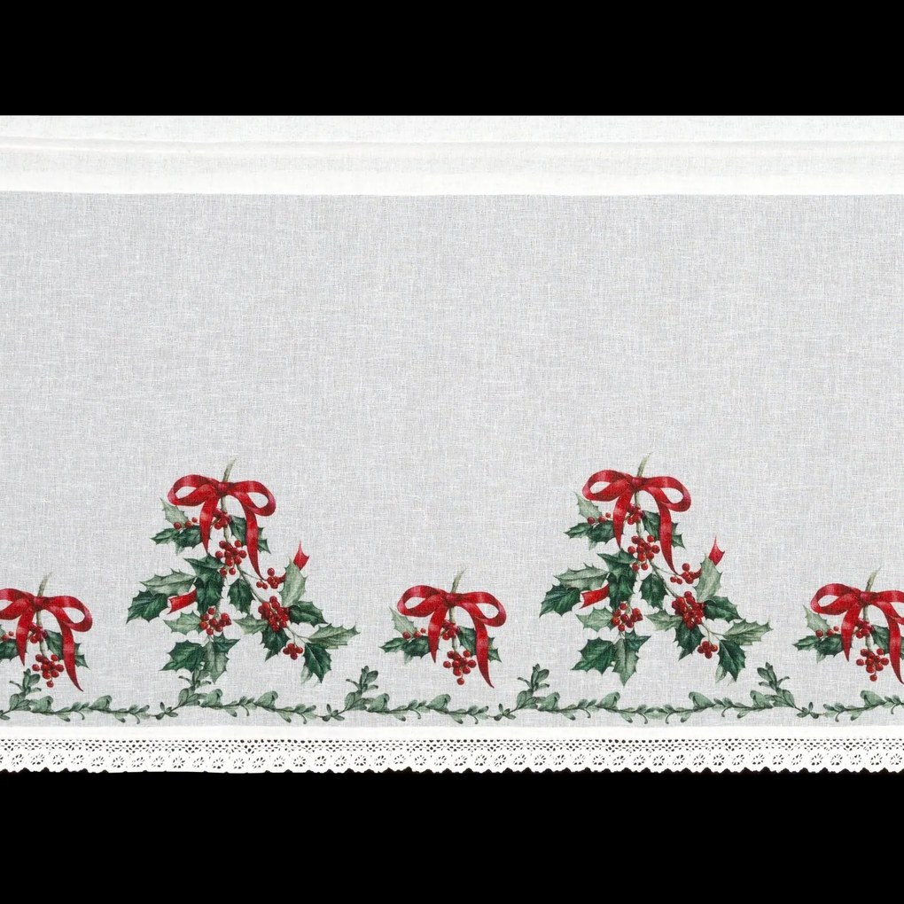 KRÁTKÁ VÁNOČNÍ ZÁCLONA NA PÁSCE XMAS7 150X60 CM VZOROVANÁ