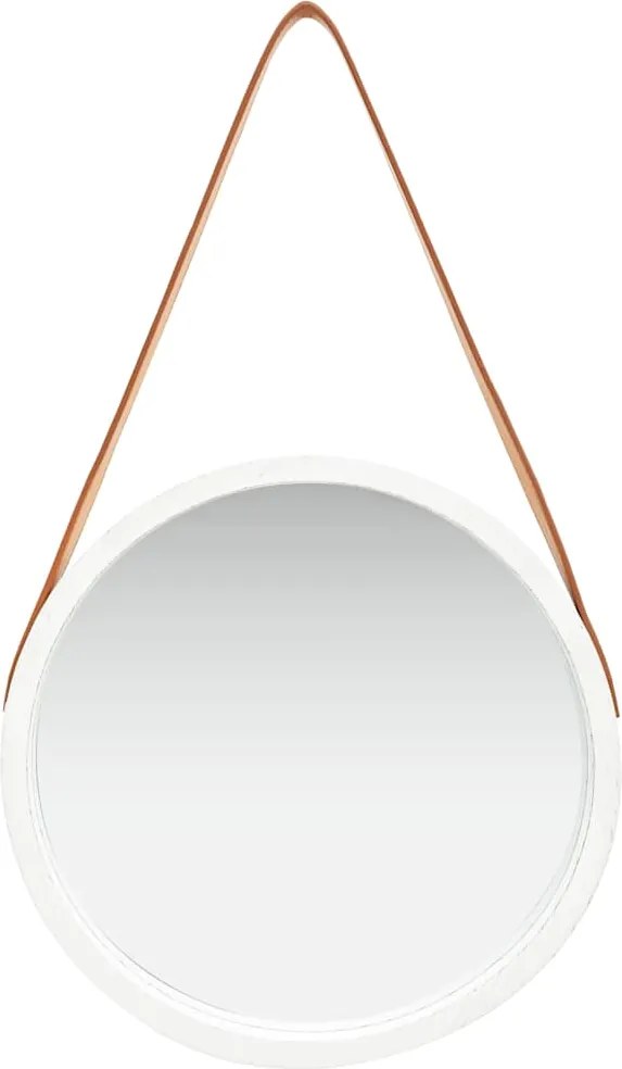Nástěnné zrcadlo s popruhem 40 cm bílé 320360