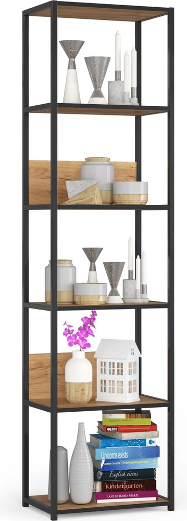 Kovový regál Loft 50 cm černá/dub craft